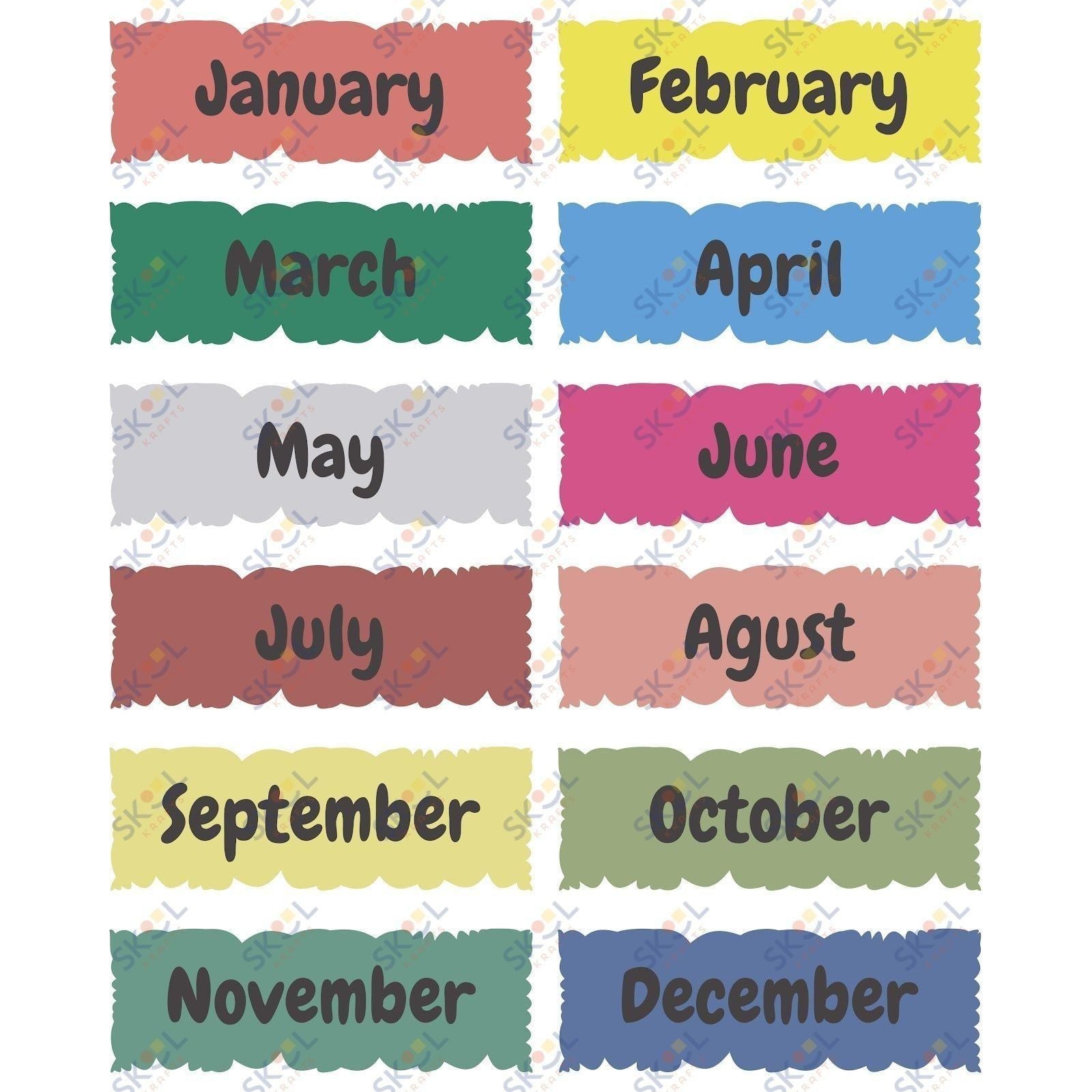 colorful months of the year rip effect 24x29.35 in – Skool Krafts