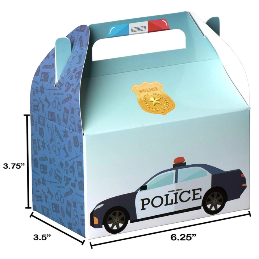Paper Treat Boxes Police 6.25" X 3.75" X 3.5" 10 Pack – Skool Krafts