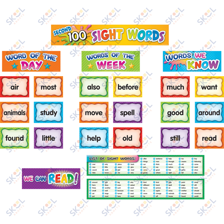 Second 100 Sight Words Pocket Chart Cards – Skool Krafts