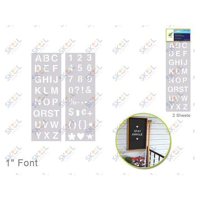 Alpha/ Numeric / Symbol stencil 2 sheet 1" font – Skool Krafts